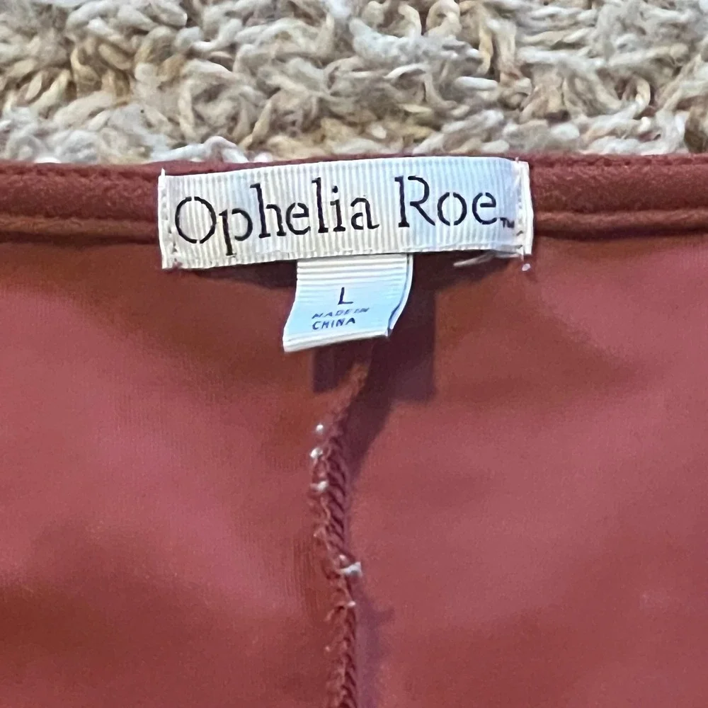 Ophelia Roe | Tops | Ophelia Roe Womens Terracotta Rust Vneck Ruffle ...